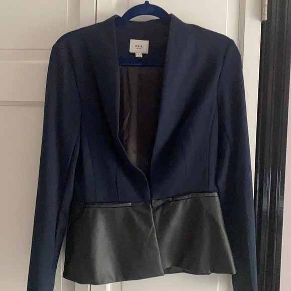 ECI | Jackets & Coats | Eci New York Blue Blazer With Black Faux ...